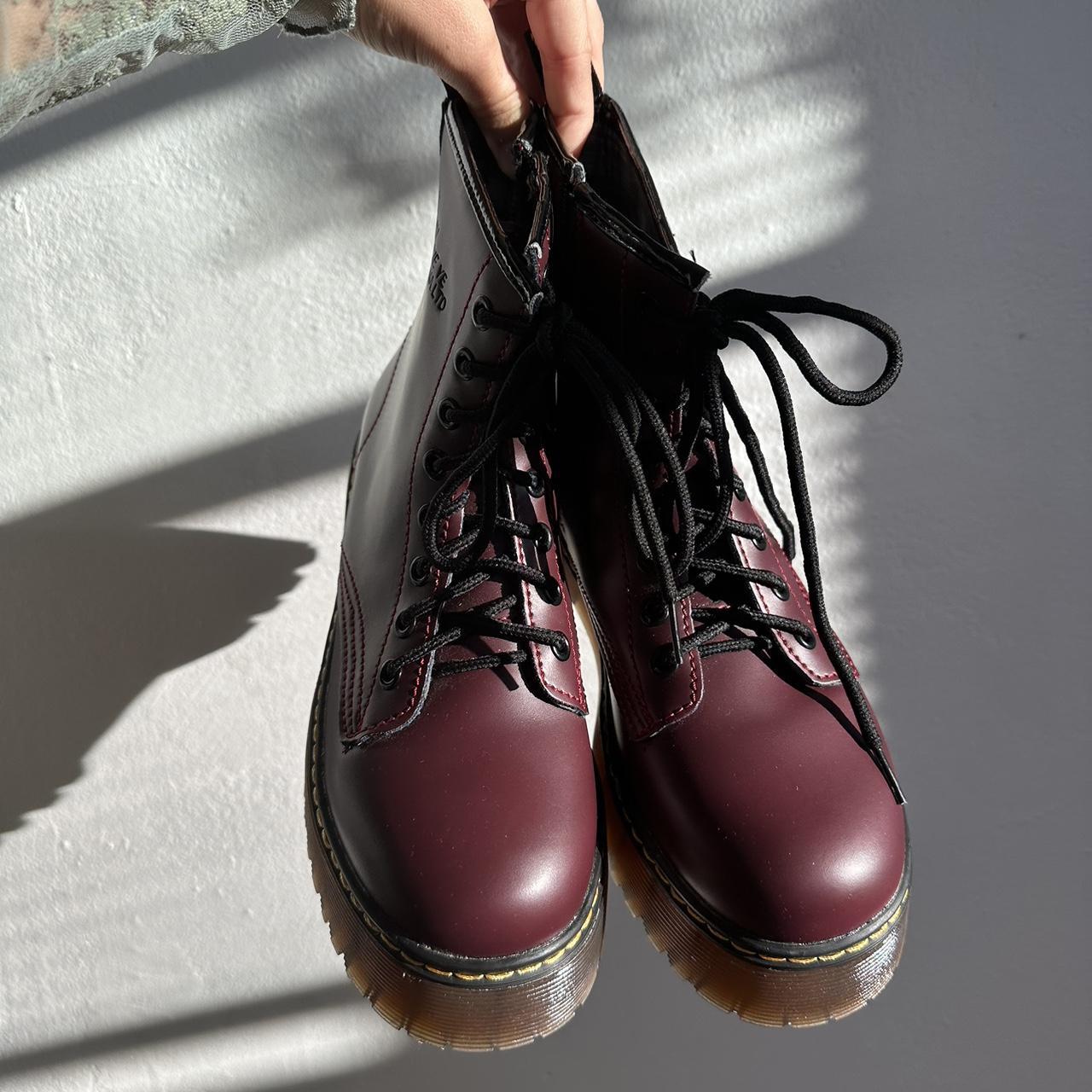 maroon platform combat boots, very similar 2... - Depop