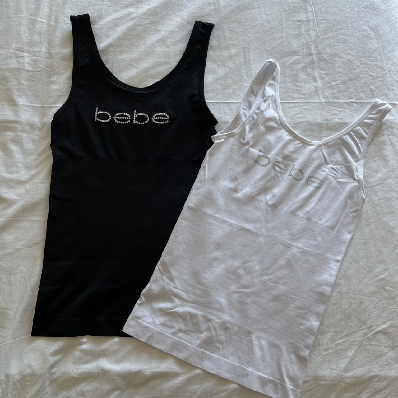 Bebe Women's Black and White Vest | Depop