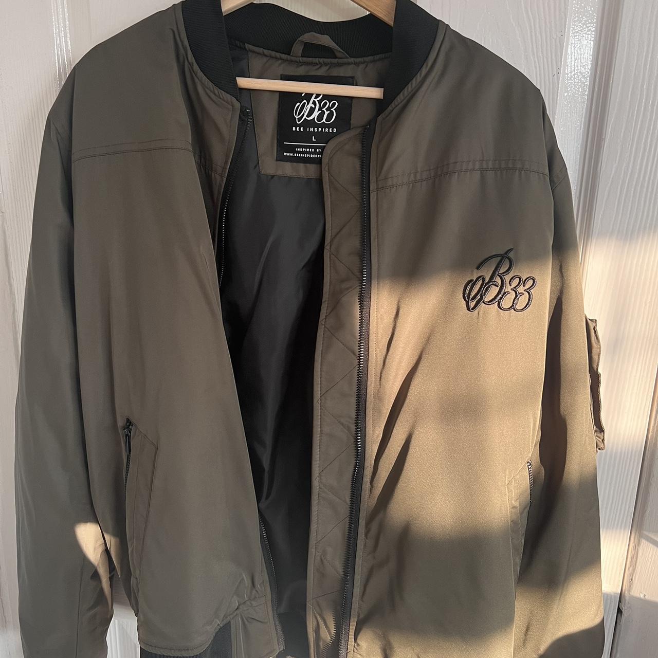 Brand new men’s BEE INSPIRED khaki green bomber... - Depop