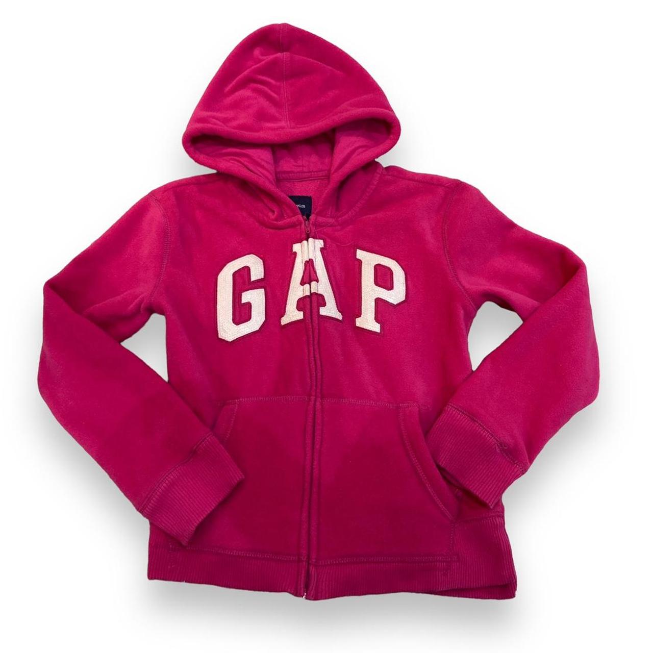 Gap Women's Pink and White Hoodie | Depop