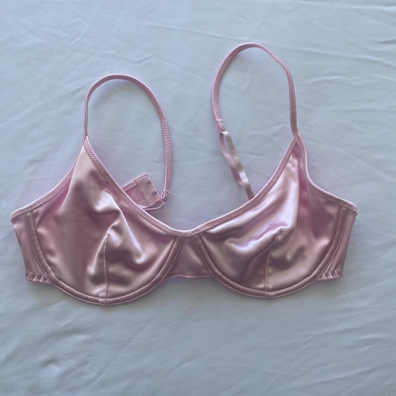 Gorgeous pink satin bra. Never worn - Depop