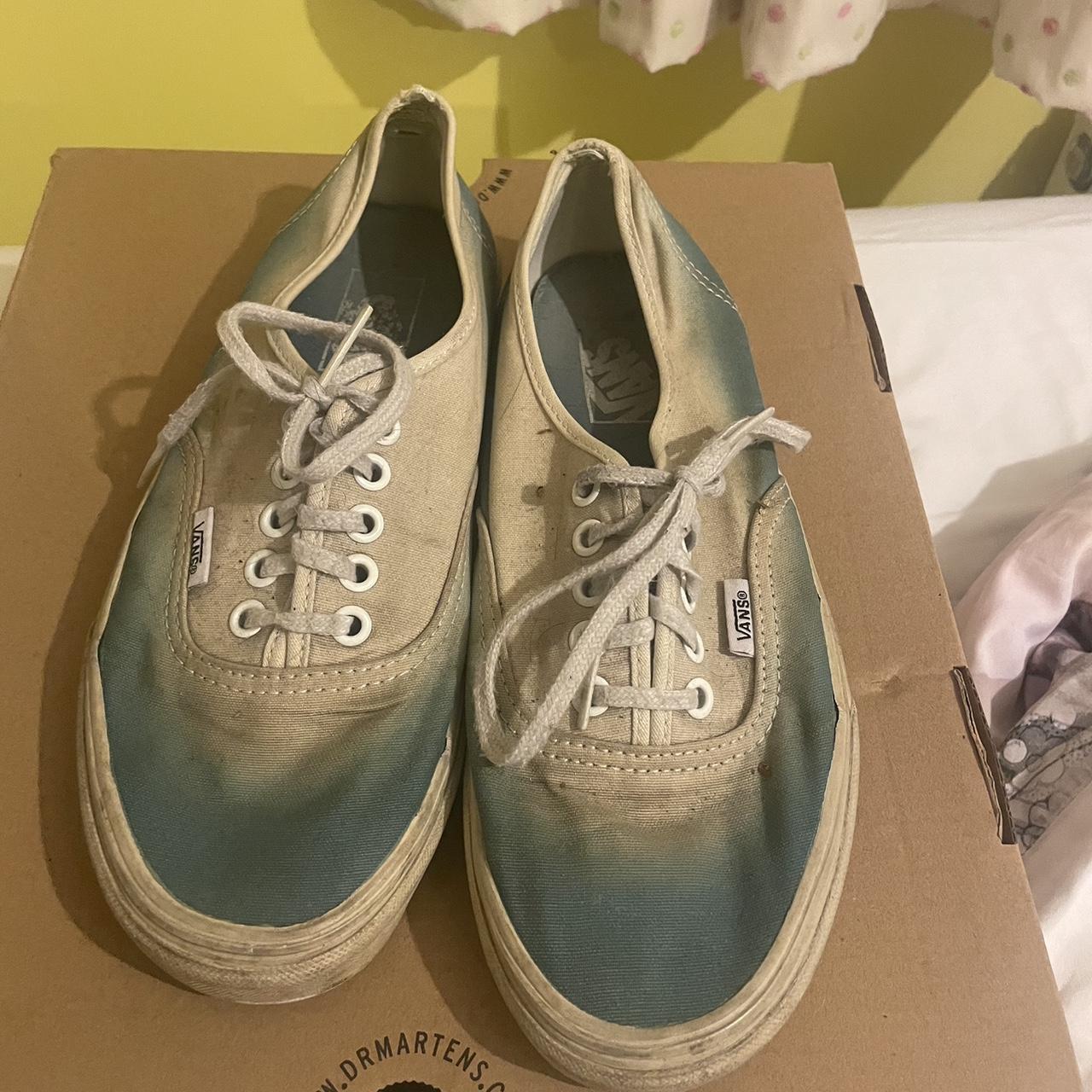 Blue and white two tone vans - quite well worn as... - Depop