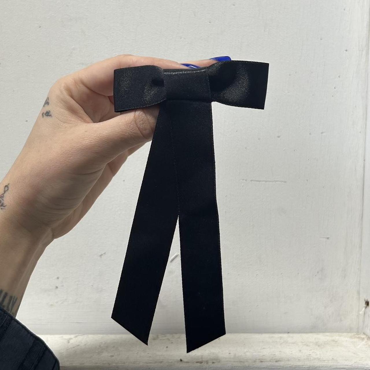 Super cute little black ribbon bow barrette... - Depop