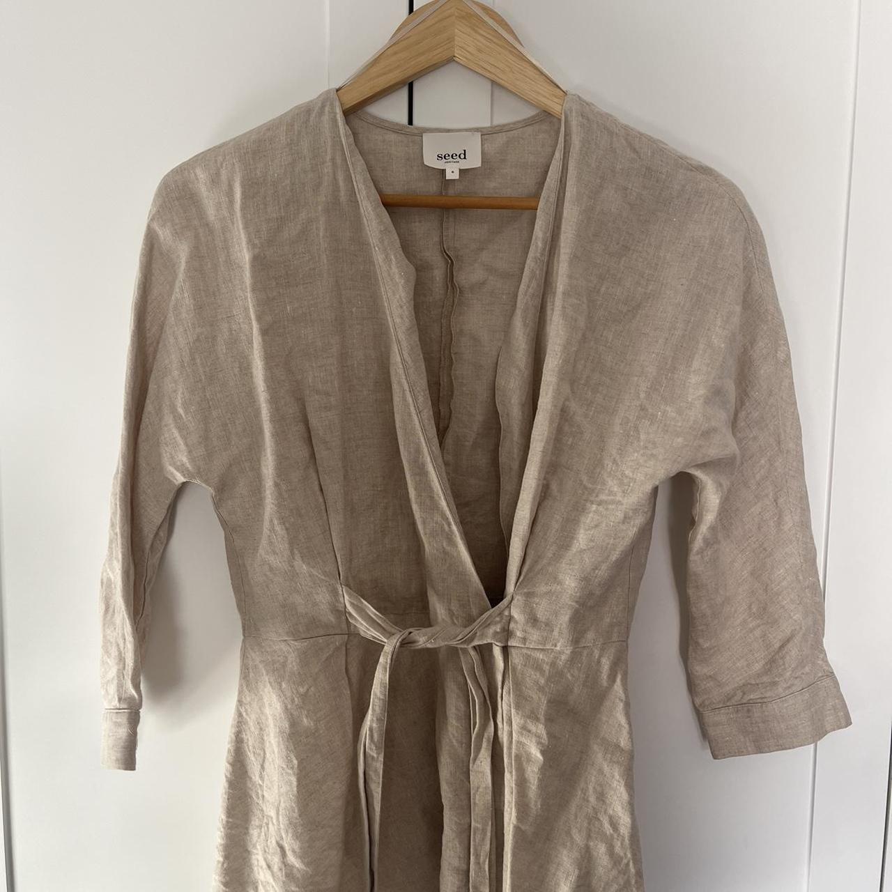 SEED Heritage 100% Linen Top Size: 6 Wrap a... - Depop