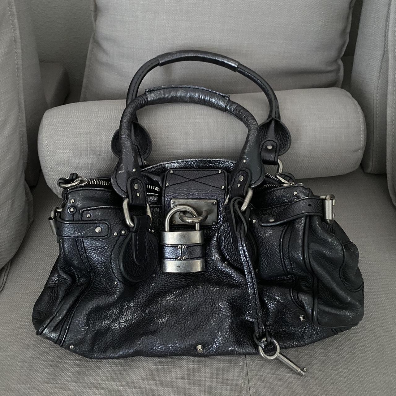 Chloe paddington dark grey leather with silver... - Depop