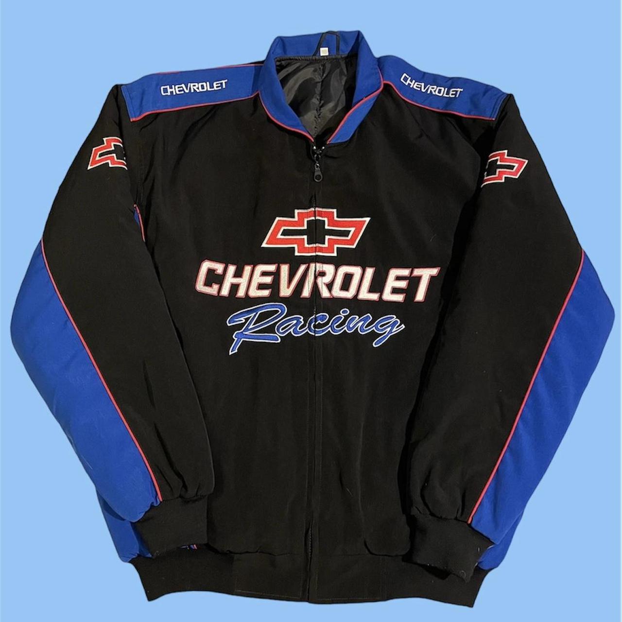 Chevrolet Racing Jacket Blue Black Red Mens Size... - Depop