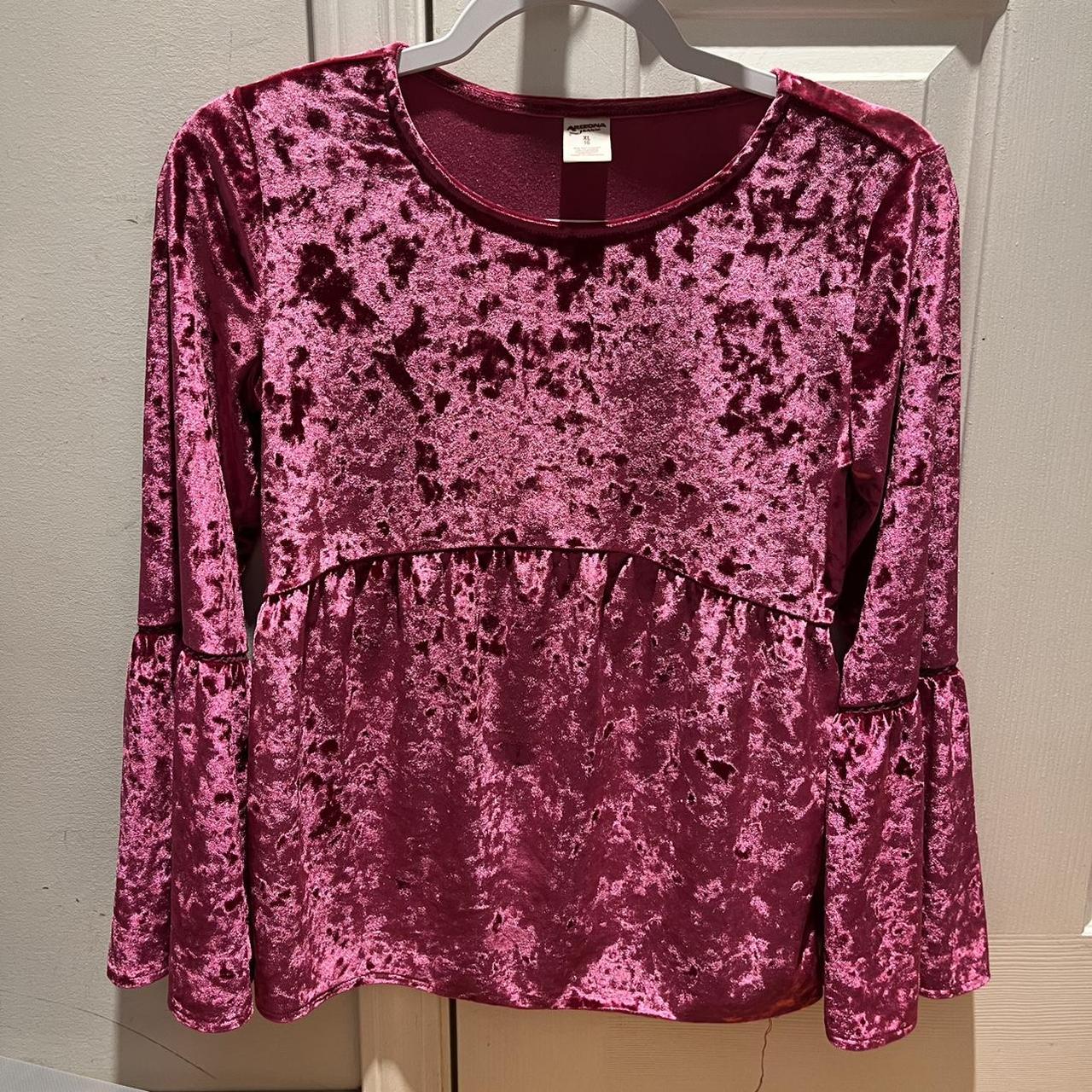 Velvet pink princess top. sleeves flow out at... - Depop
