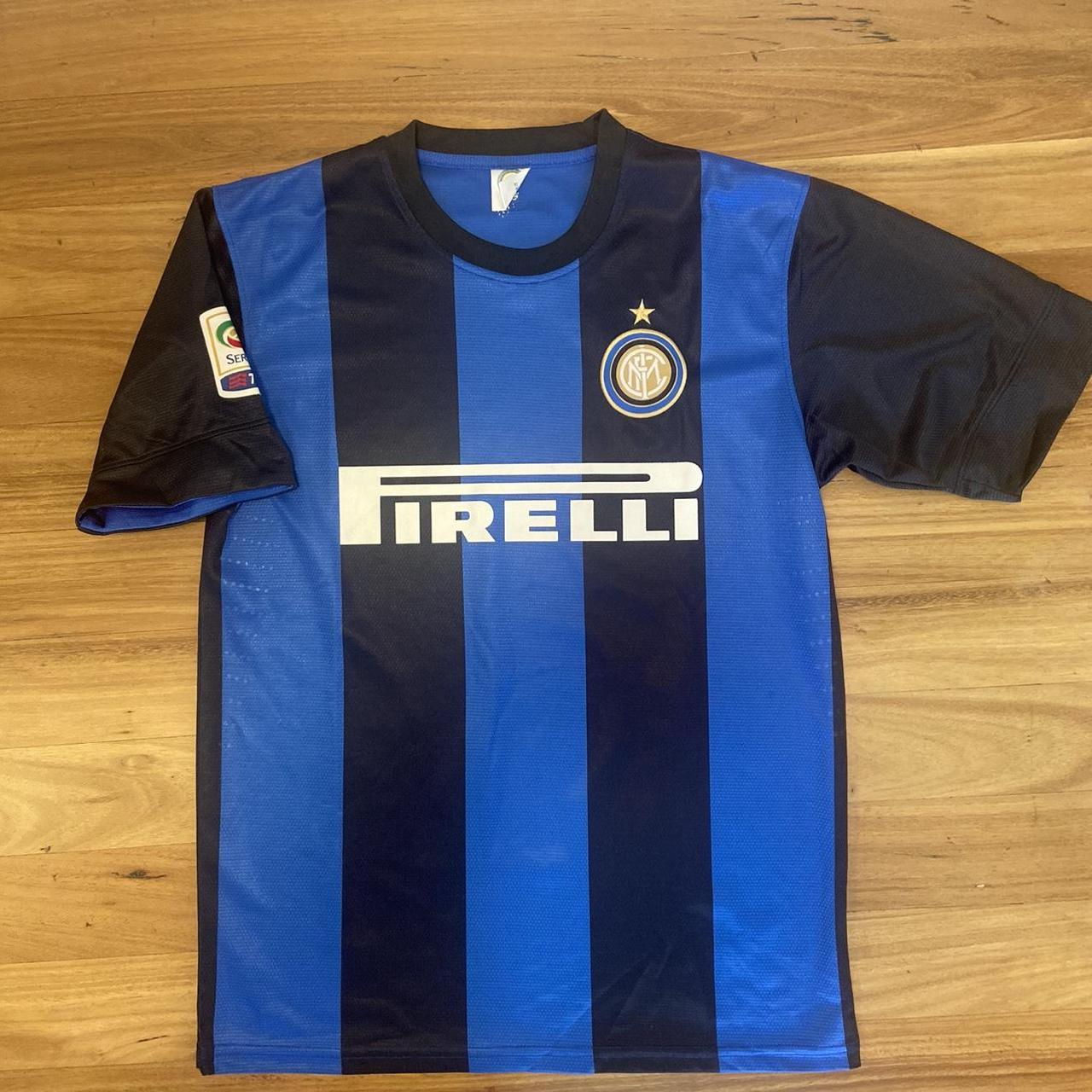 Vintage inter Milan soccer jersey top shirt - blue... - Depop