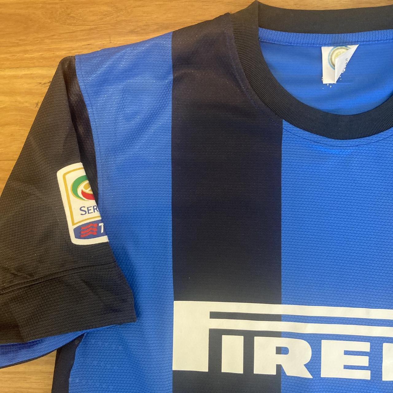 Vintage inter Milan soccer jersey top shirt - blue... - Depop