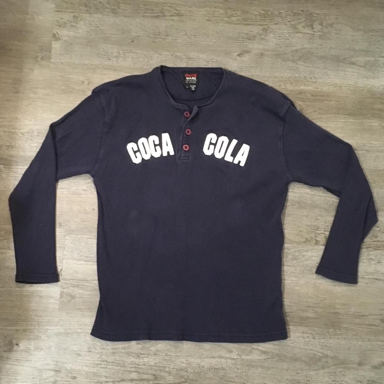 Coca-Cola Men's Navy and White Shirt | Depop