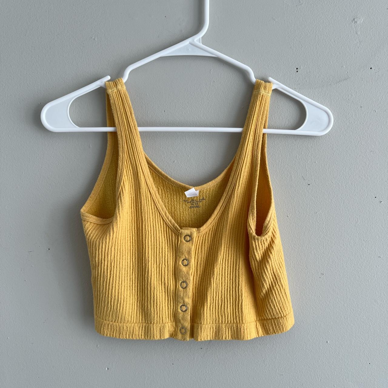 Urban Outfitters Women's Yellow Crop-top | Depop