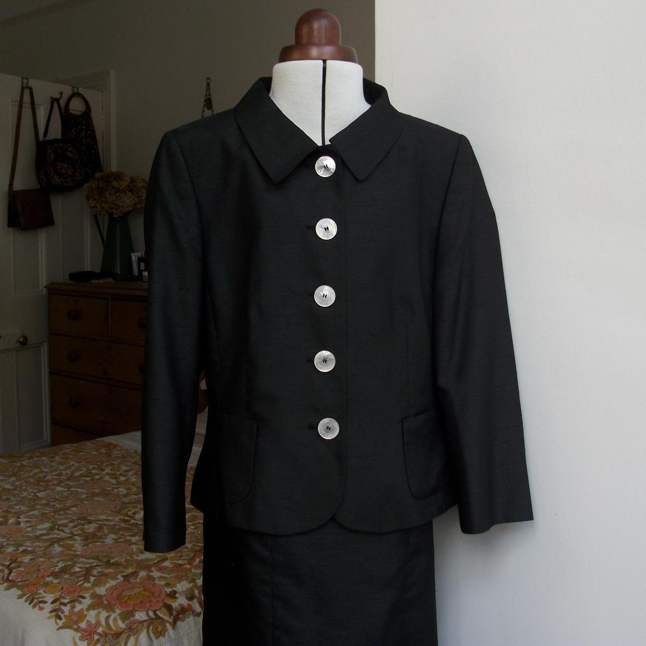 Vintage 1980s black two piece skirt suit by Horst... - Depop