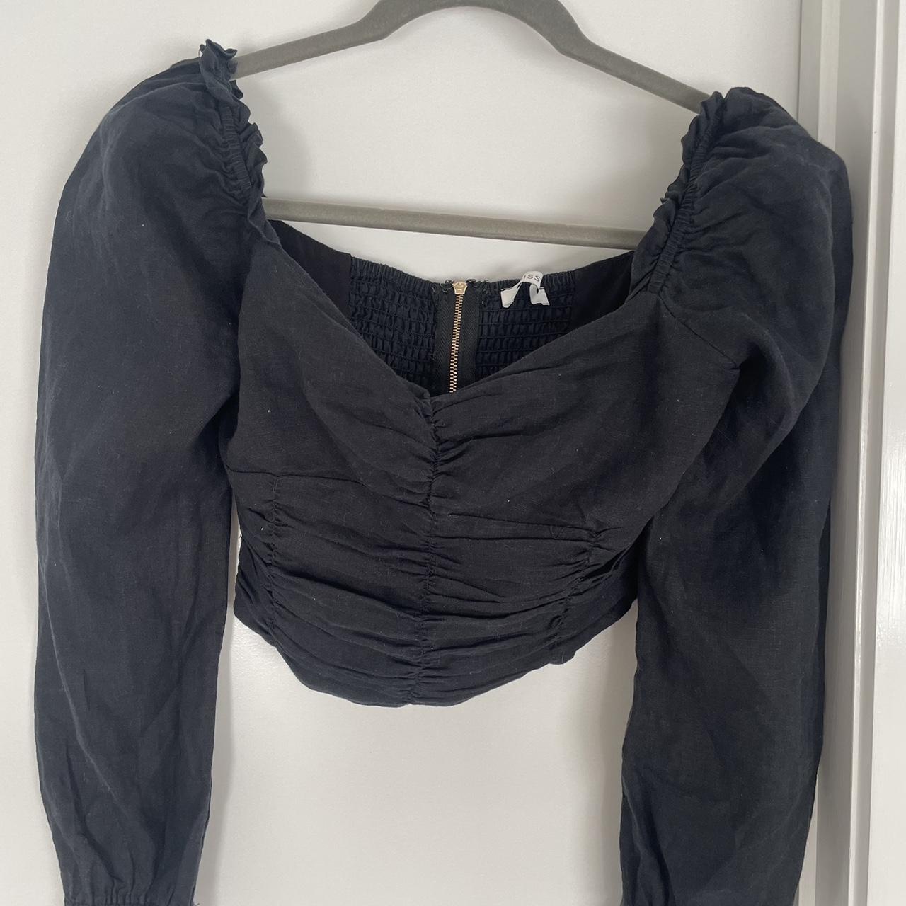 Dissh top size 6 long sleeved linen top #dissh - Depop