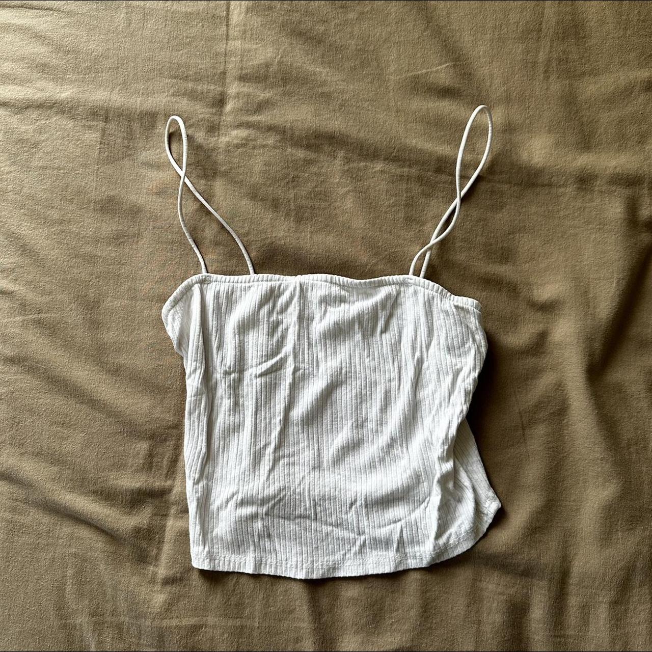 white spaghetti strap crop top i do free shipping... - Depop
