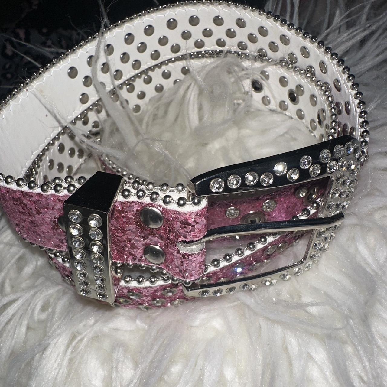 Y2K Pink rhinestone belt new when I ordered it said... - Depop