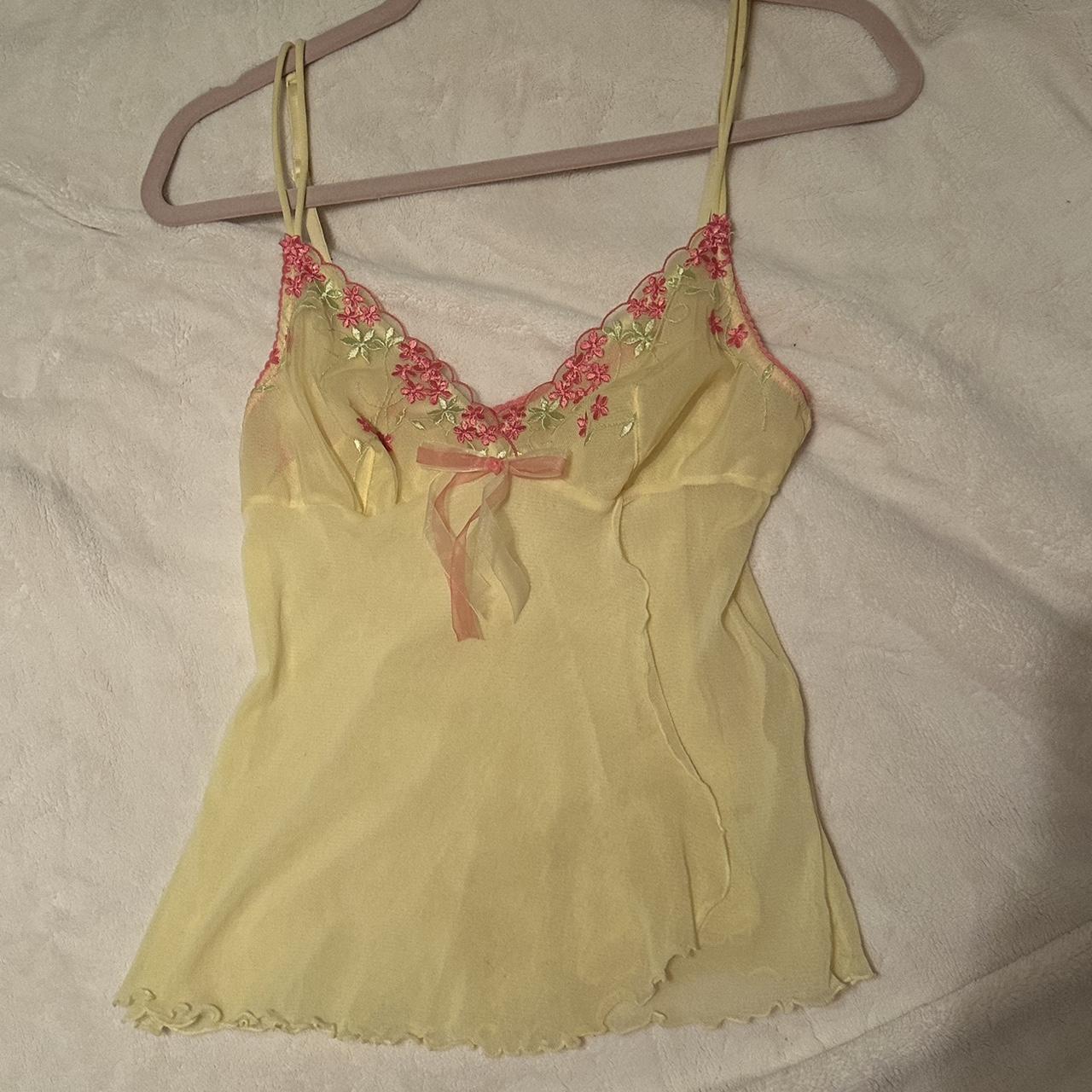 rare victoria secret yellow mesh top with beautiful... - Depop