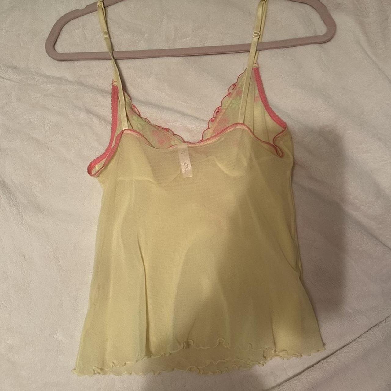rare victoria secret yellow mesh top with beautiful... - Depop