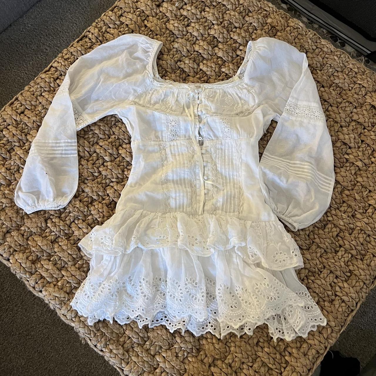 White loveshack fancy milk maid dress Size 0... - Depop