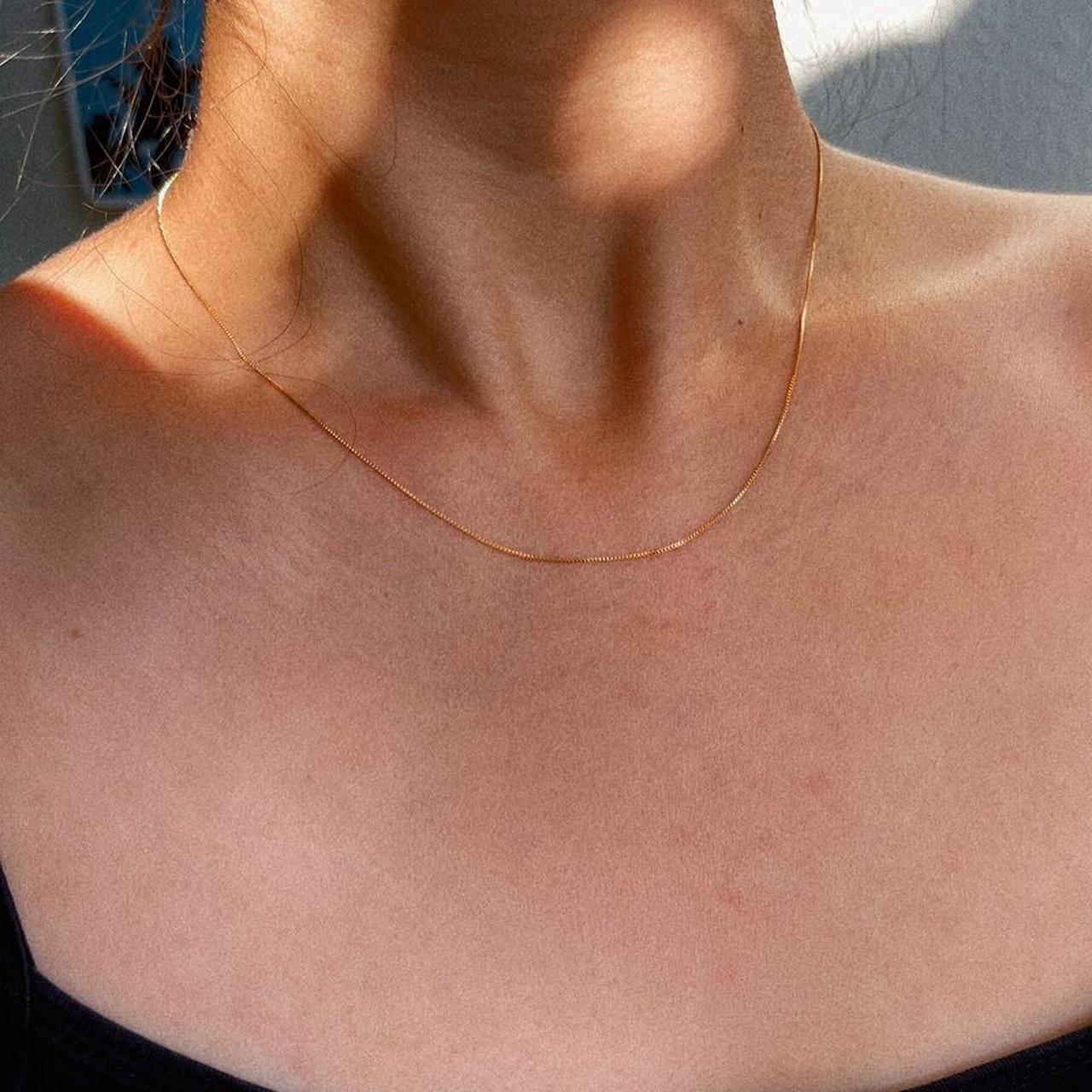 Thin snake chain necklace thin gold chain necklace,... - Depop