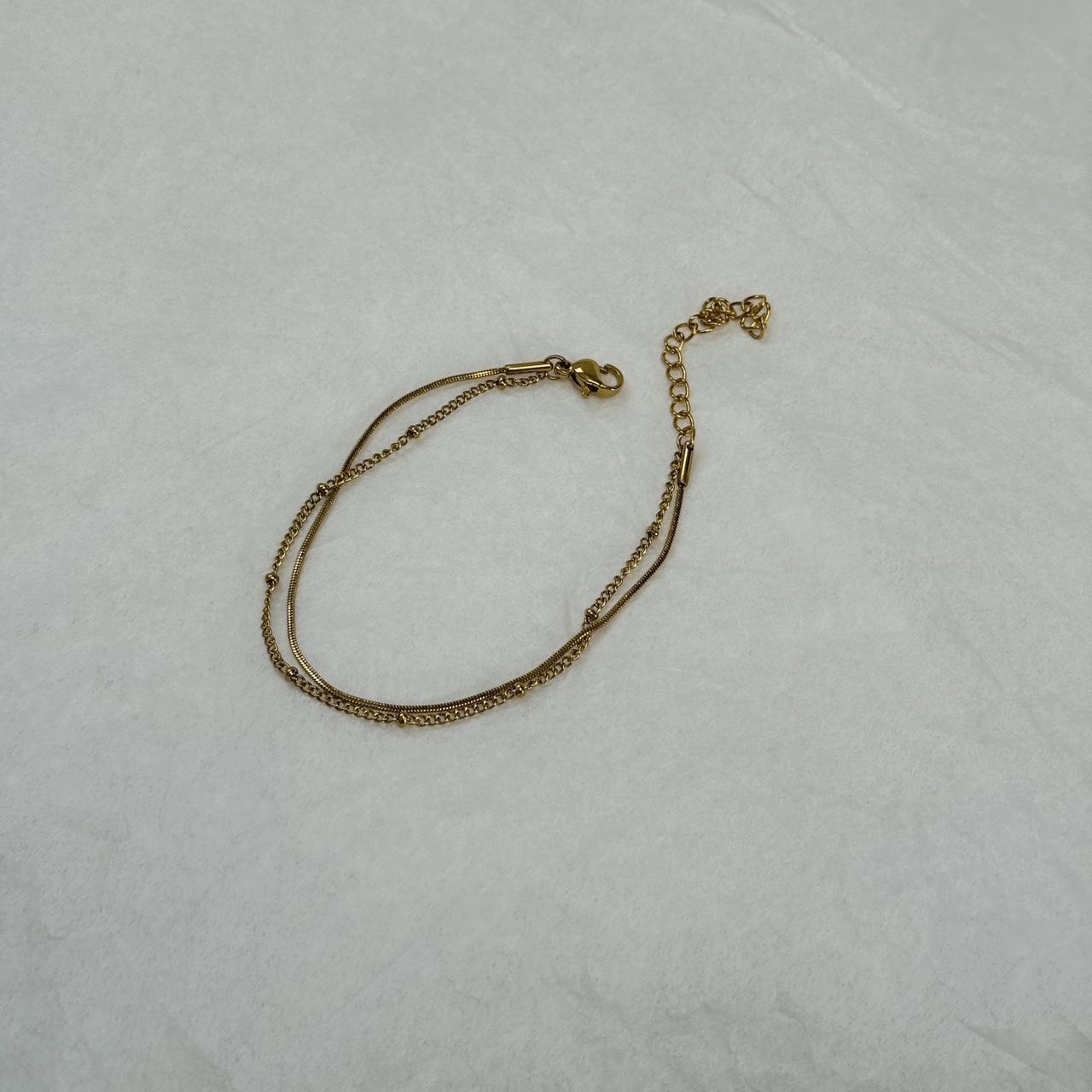 Thin snake chain and satellite chain double layered... | Depop