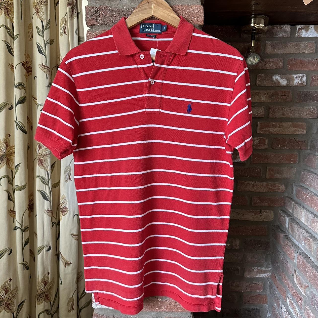 Polo Ralph Lauren Red Striped Polo Shirt Very good... - Depop