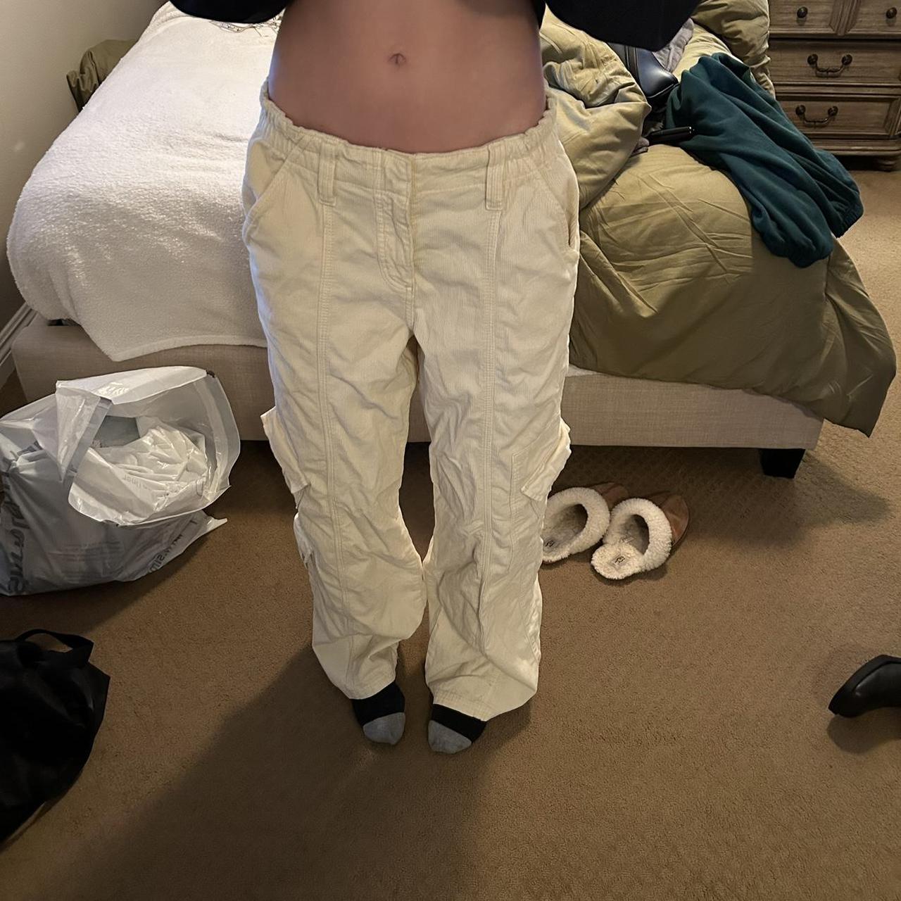 Cream colored cargo pants from Urban Outfitters... - Depop