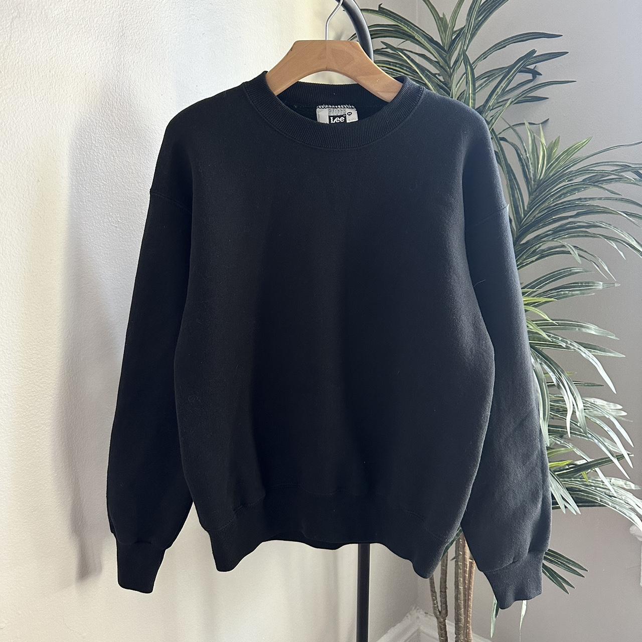 90s Lee Blank Black Crewneck Sweatshirt Size... - Depop