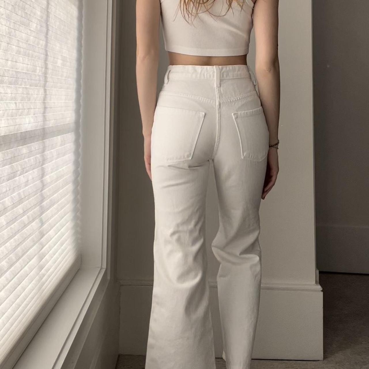 White flare jeans White high waisted flare/bootcut... | Depop