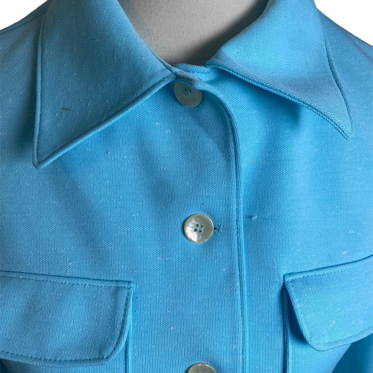 Vintage 70s Light Blue Half Jacket with Front... | Depop