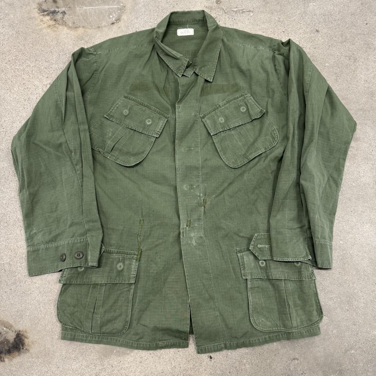 Vintage 1969 Military OG-107 Class 1 Coat Poplin Rip... | Depop