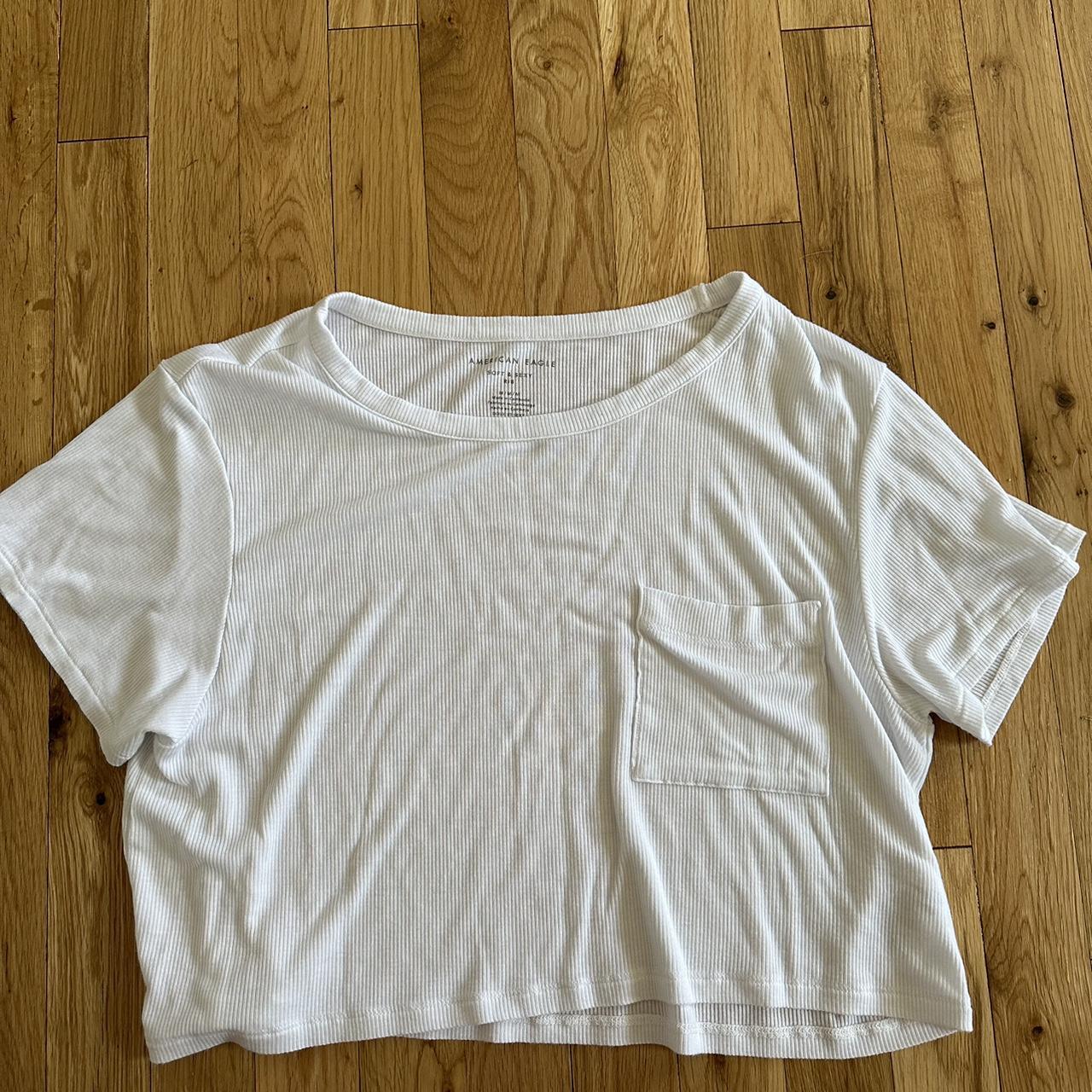 American eagle white oversized crop top -size medium... - Depop