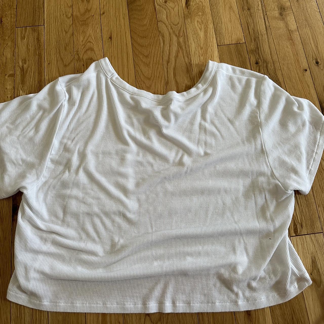 American eagle white oversized crop top -size medium... - Depop