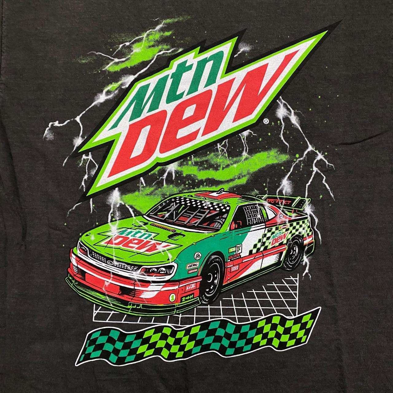 Mtn Dew Race Car Poster T-Shirt Size Large measures... - Depop