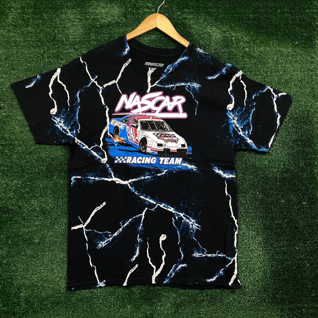 Nascar Racing Team Lightning Poster T-Shirt Size M/L... - Depop