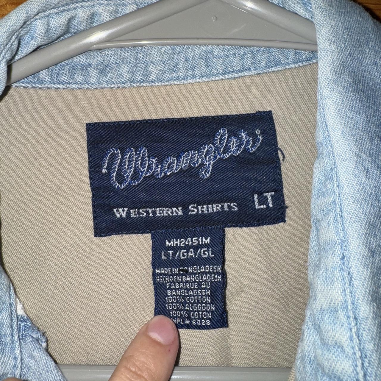 Wrangler button up long sleeve -men’s L -very good... - Depop