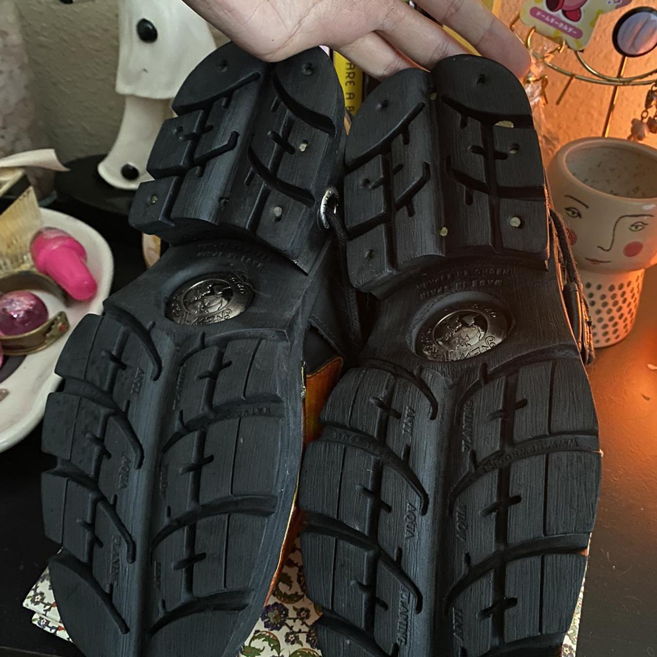 New Rock Women's Orange and Black Boots | Depop