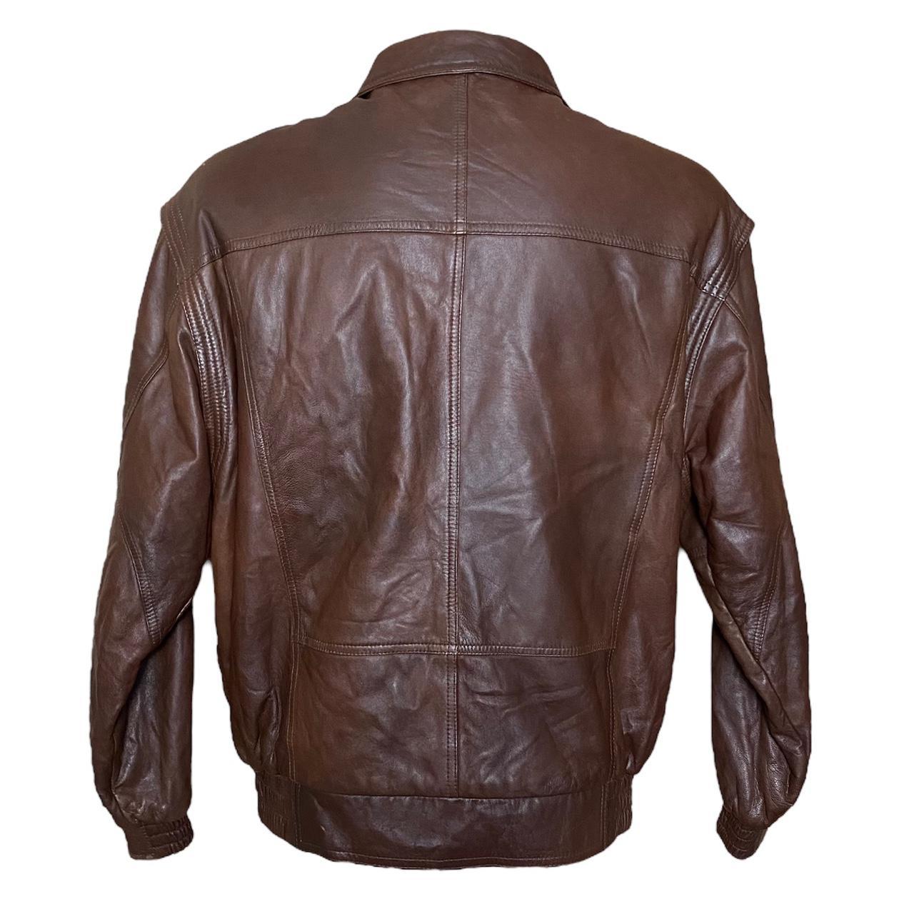 Vintage Fatigue Men’s Brown Leather Jacket Brown... - Depop