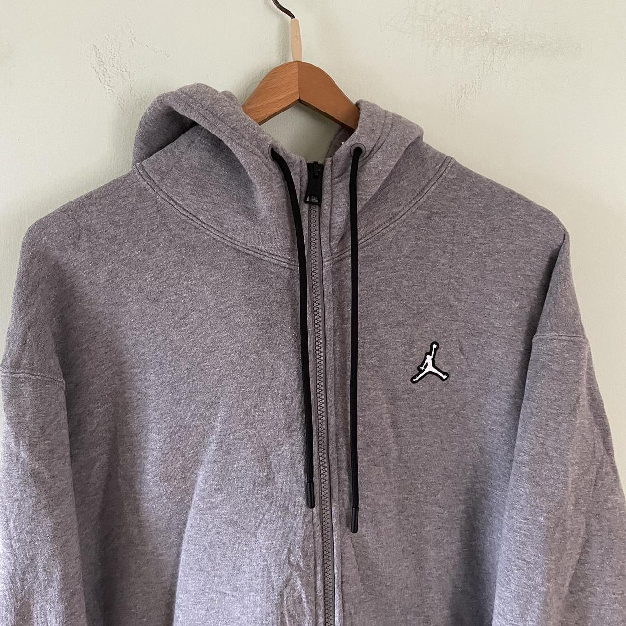 Vintage Jordan zip up hoodie grey Size - large - Depop