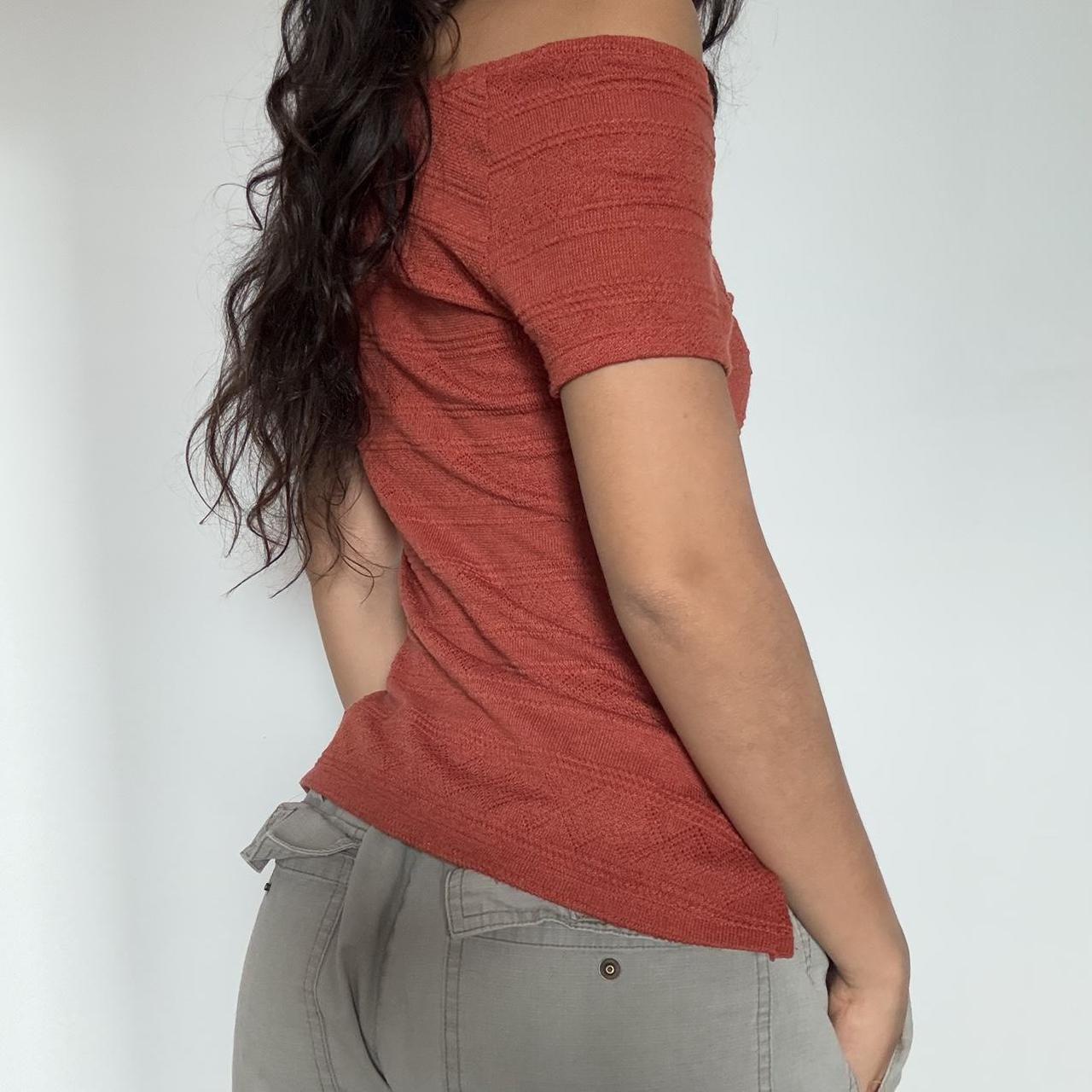 Burnt Orange off shoulder top Split hem Model size... | Depop