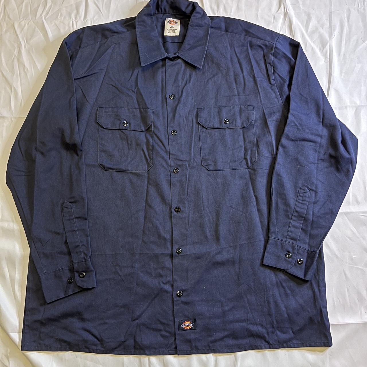 Beautiful Navy Blue Dickies Work Shirt Size Mens Xl Depop