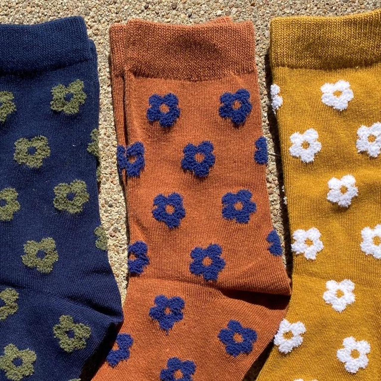 Cute Flower Socks - Orange & Blue Check out these... - Depop