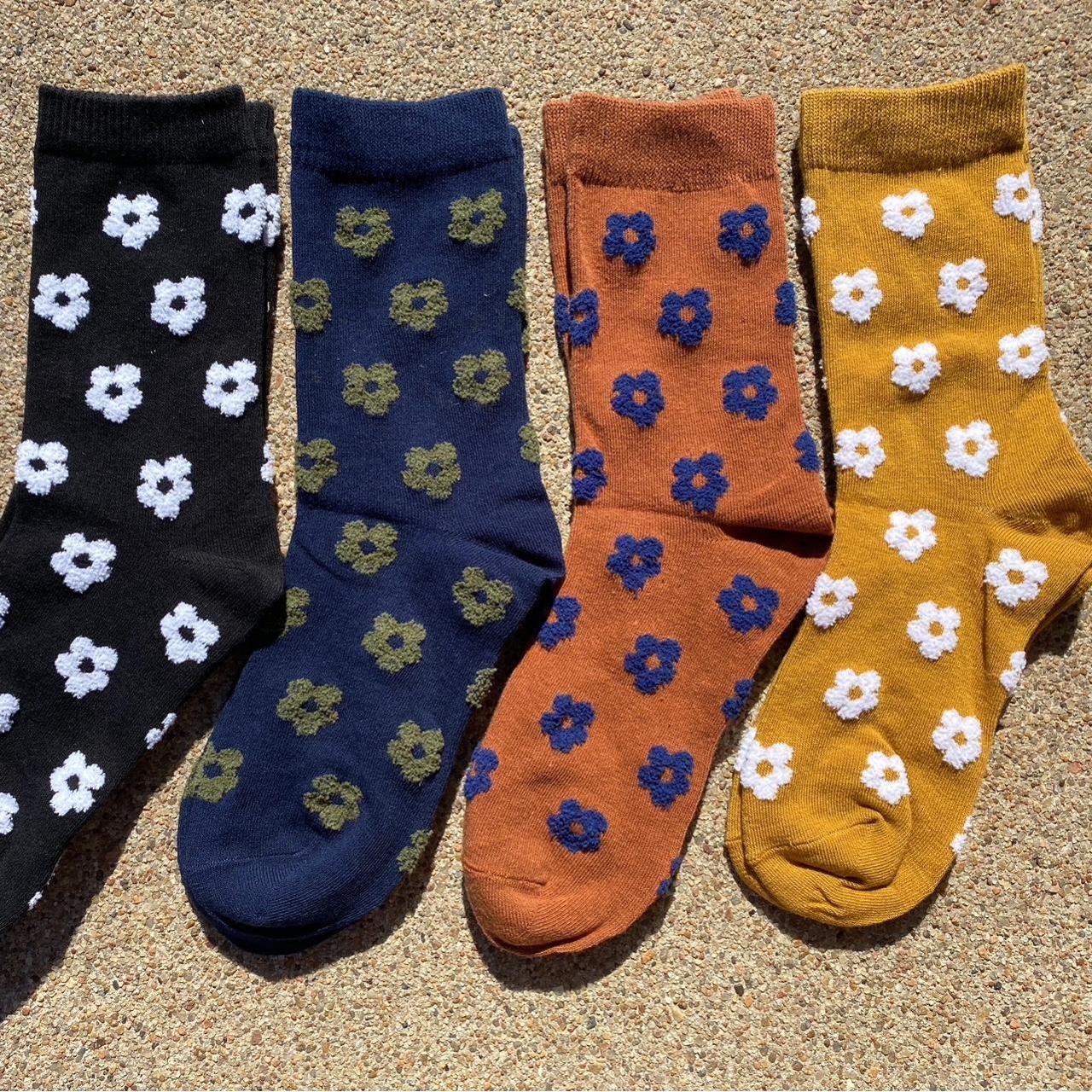 Cute Flower Socks - Orange & Blue Check out these... - Depop