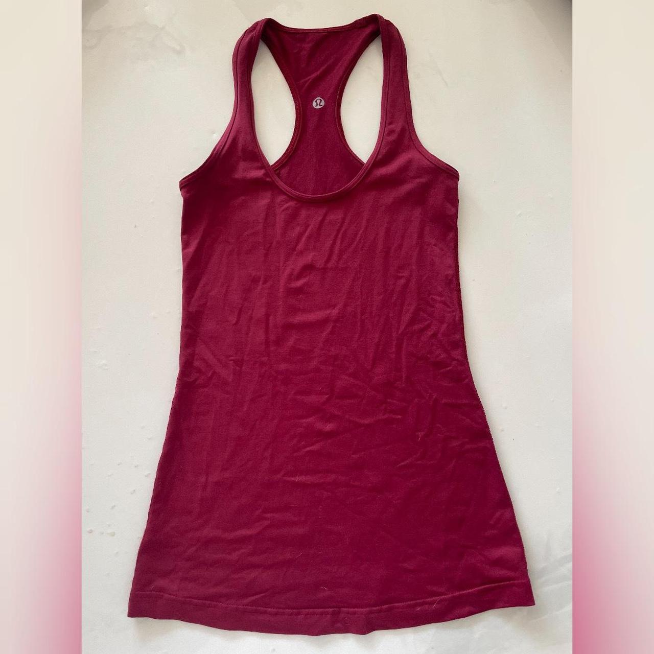 Red Lululemon Razorback Y Strap Tank Top. Stretchy,... - Depop