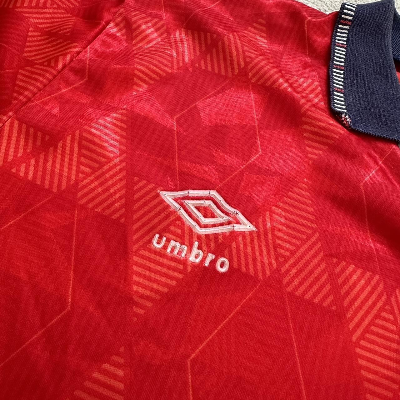 England Umbro XL 1990 away Shirt Red World Cup... - Depop