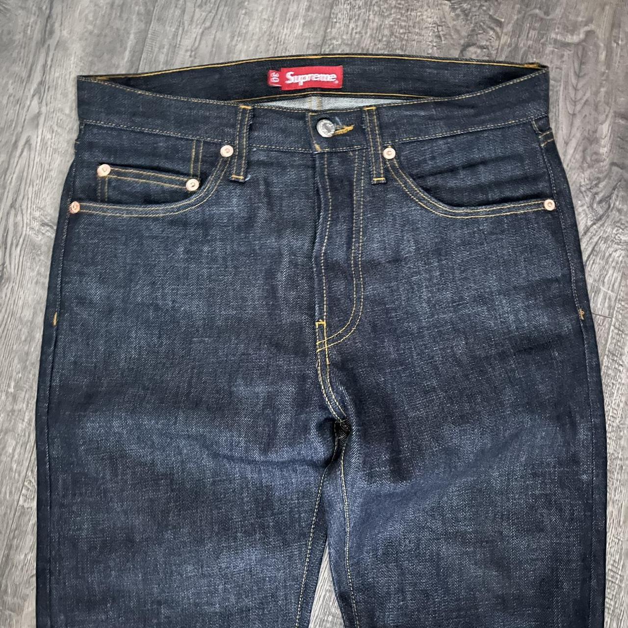 Supreme rigid slim jeans, size 30 Worn a handful of... - Depop