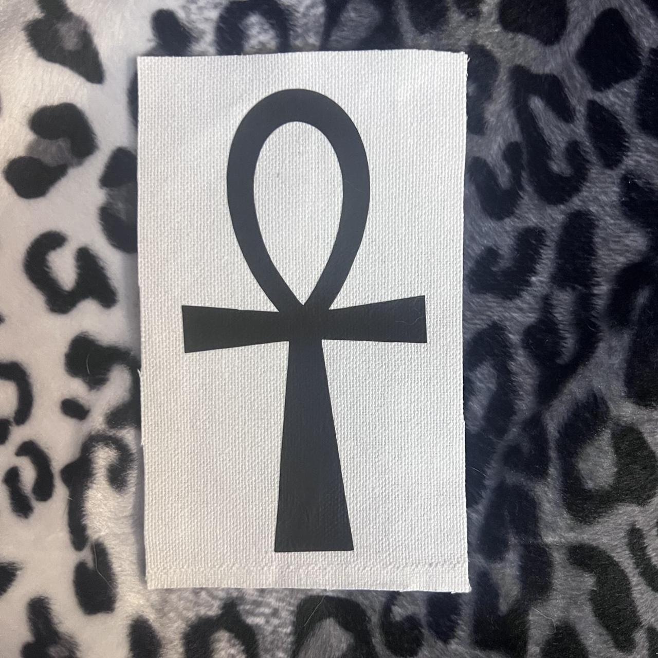 Ankh patch Black ankh on white canvas... - Depop