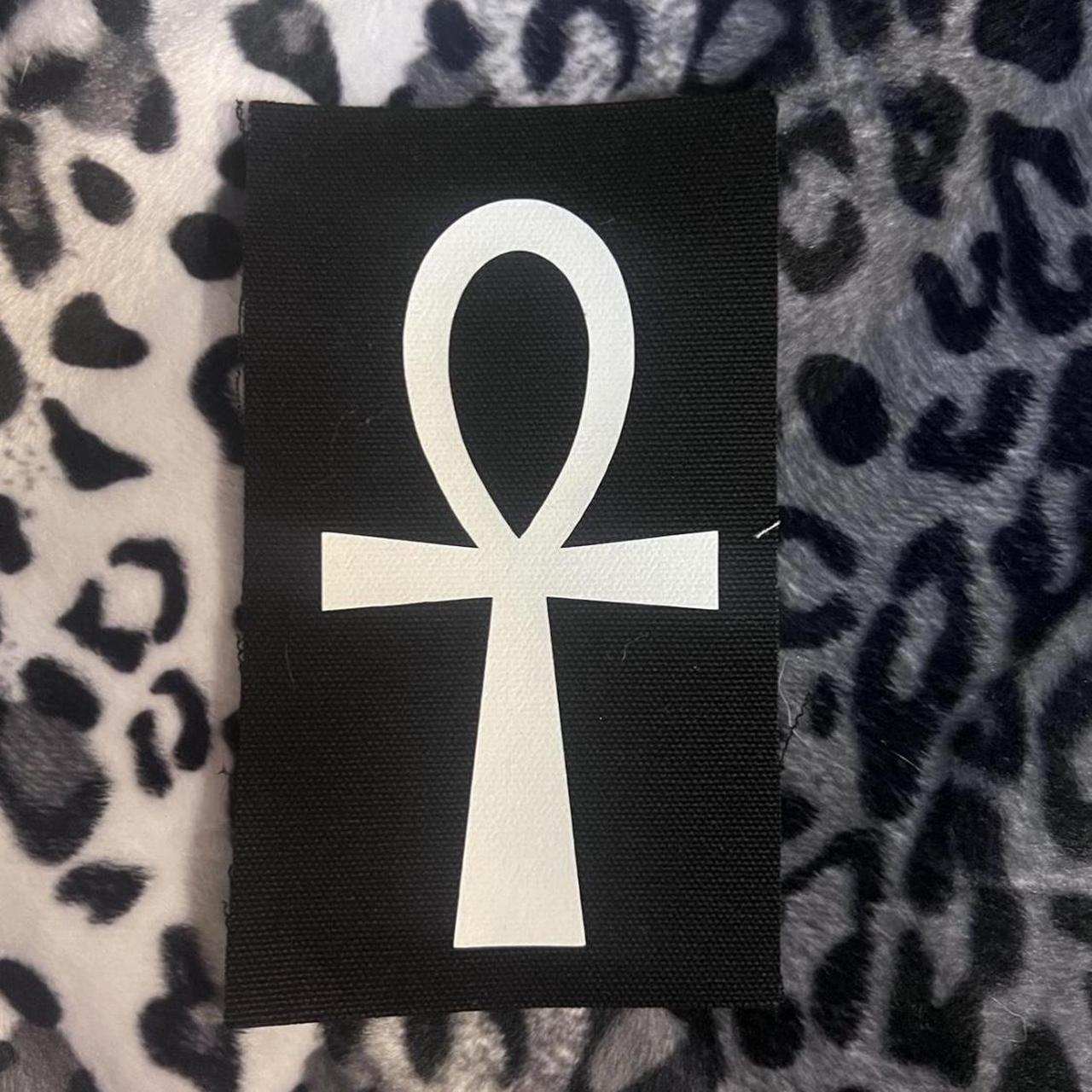 Ankh patch White ankh on black canvas Hand made... - Depop