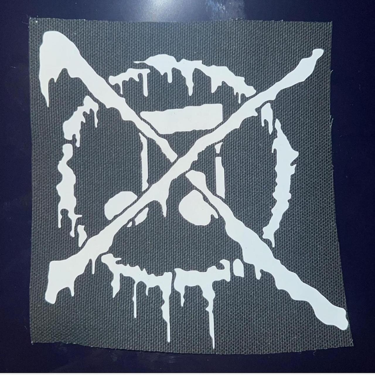 Grind core patches! White vinyl on black canvas... - Depop