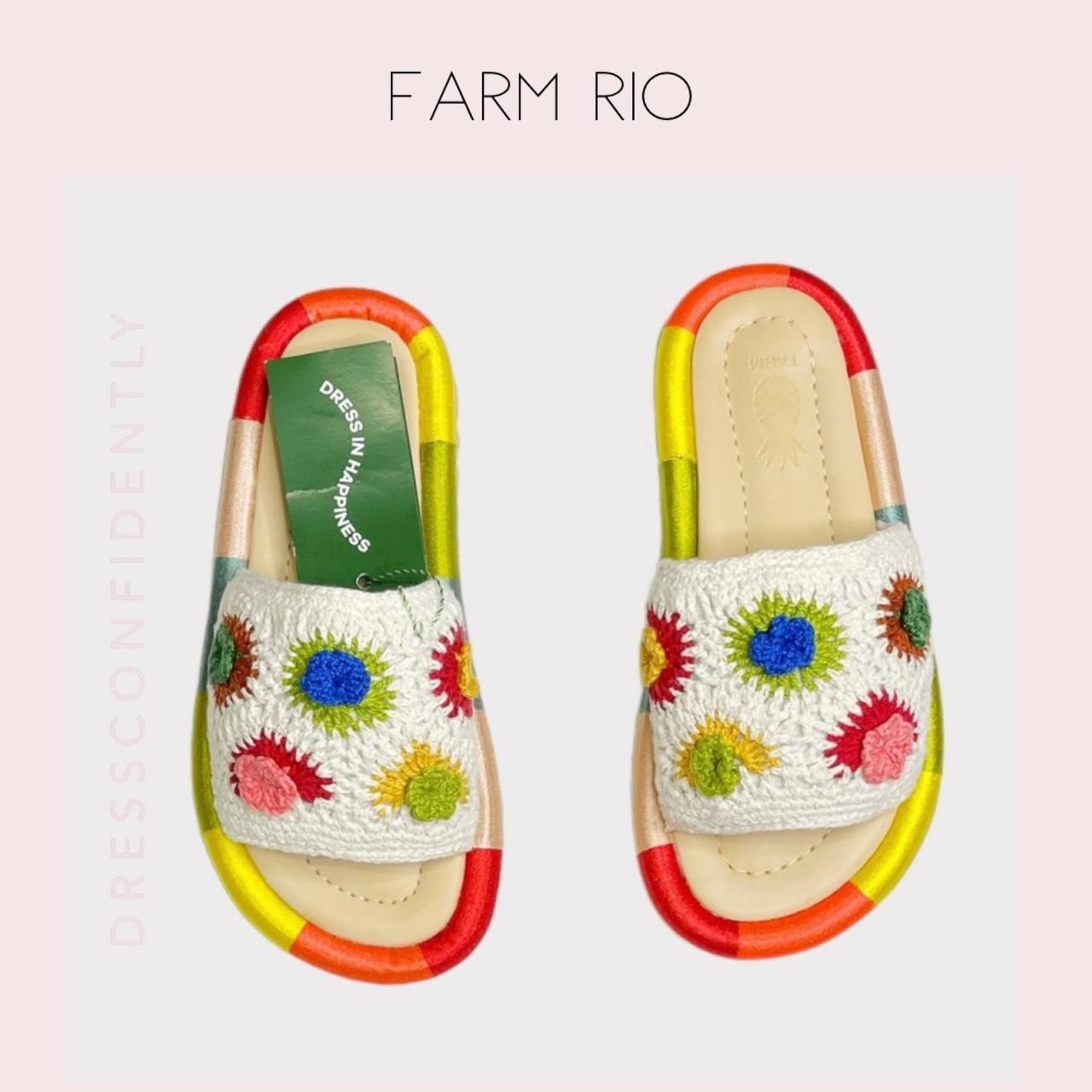 FARM RIO Sunset Crochet Slide Sandals - New With... - Depop