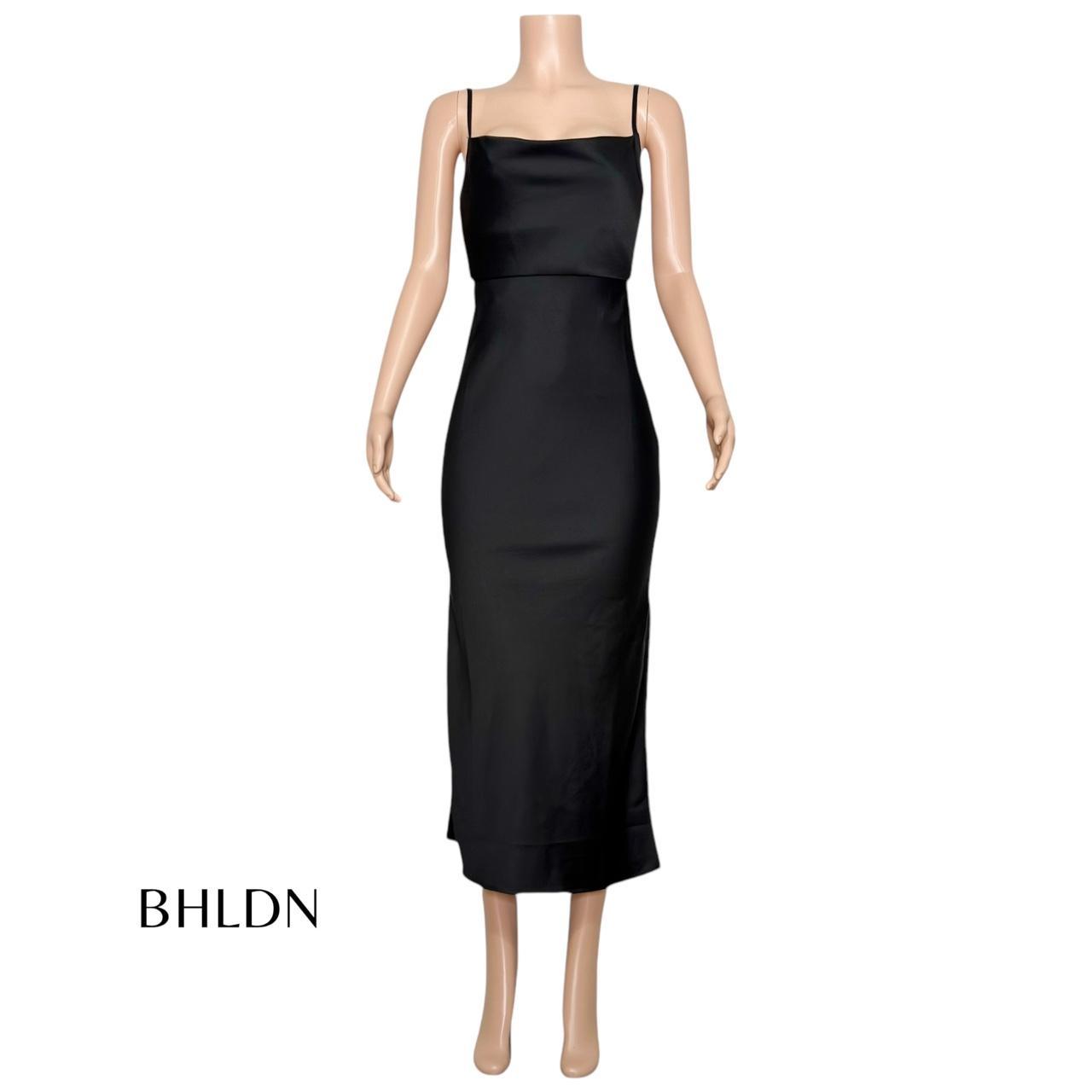 BHLDN Cali Satin Charmeuse Slip Dress, Black, 2... - Depop